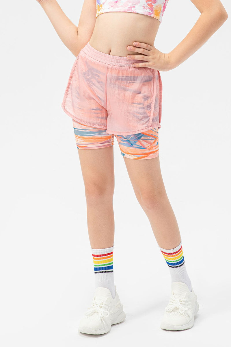 2-in-1 Printed Mesh Athletic Shorts with Built in Liner for Girls – Zioccie