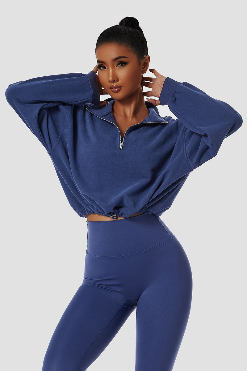 Women's Half-Zip Long Sleeve Pullover Sweatshirt Relaxed Fit – Zioccie